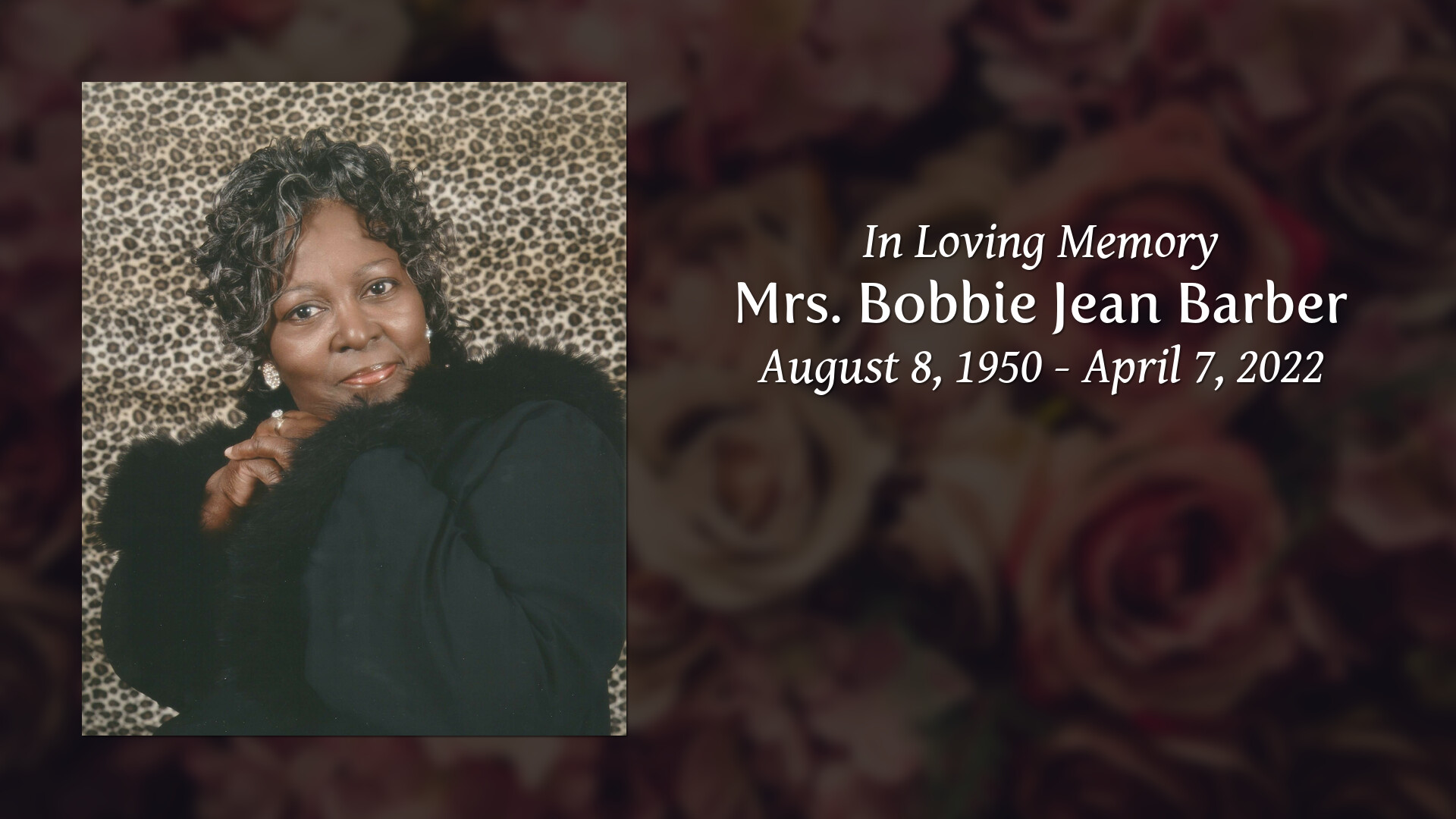Mrs. Bobbie Jean Barber - Tribute Video