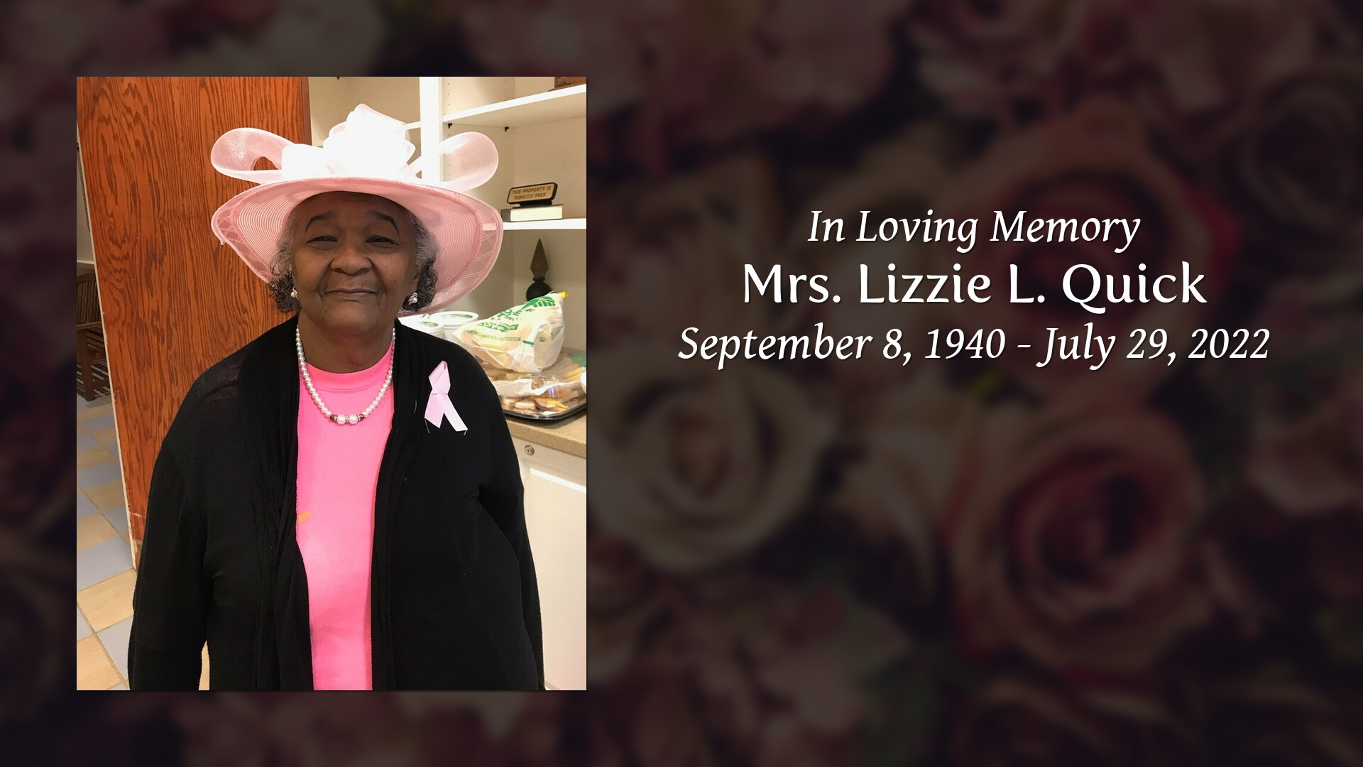 Mrs. Lizzie L. Quick - Tribute Video