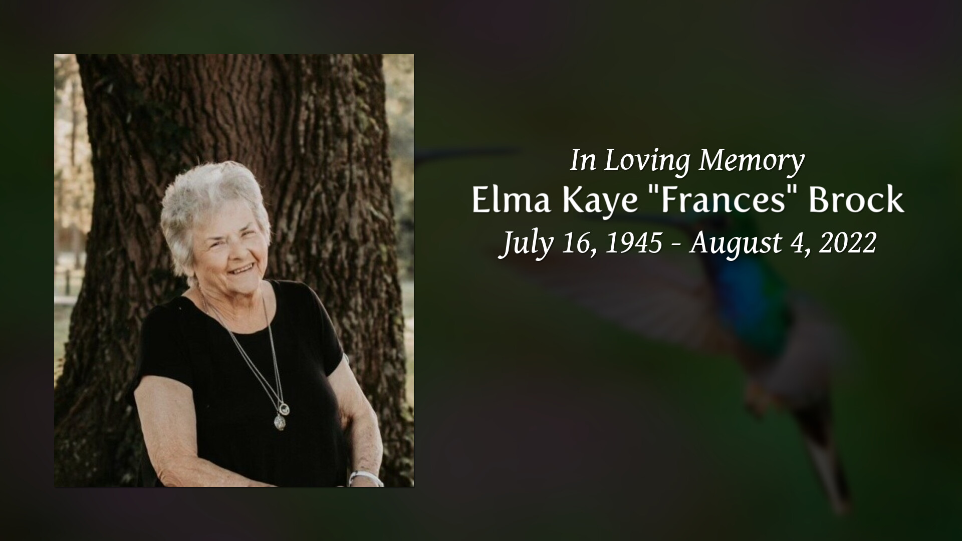 Elma Kaye "Frances" Brock - Tribute Video