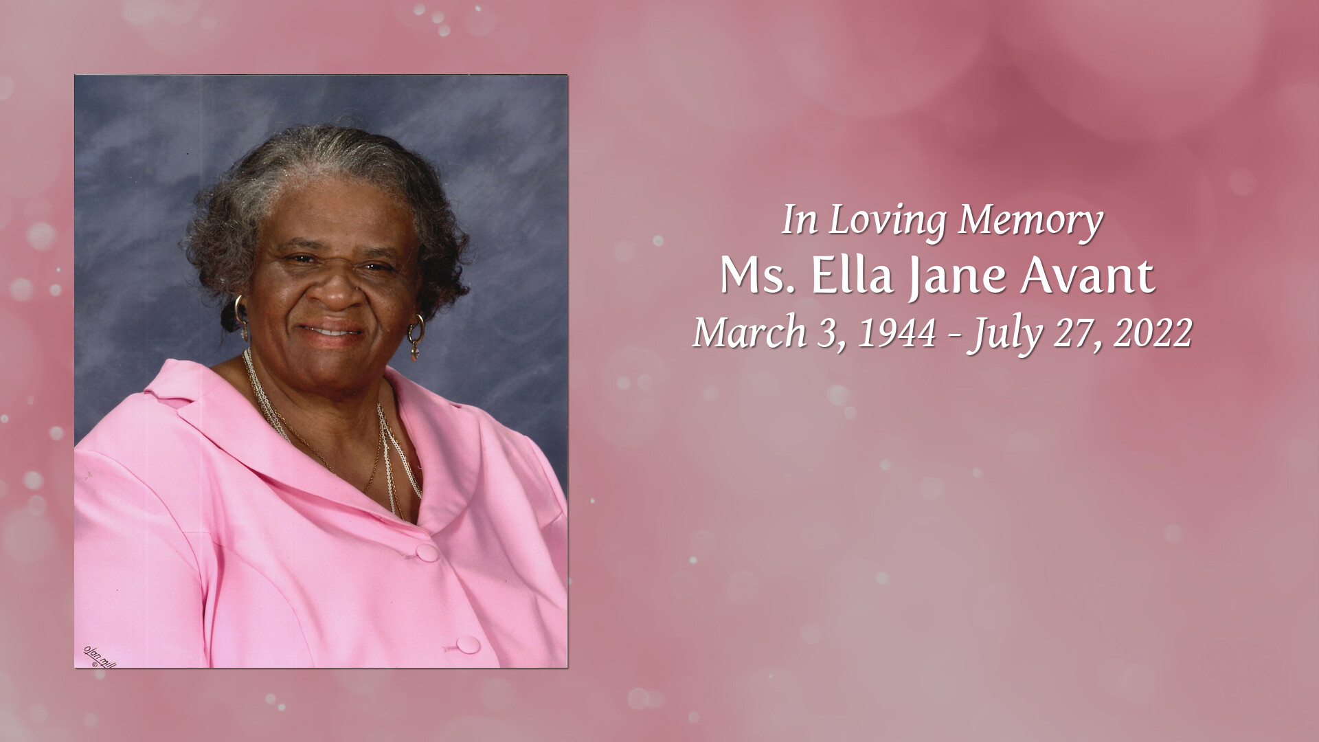 Ms. Ella Jane Avant - Tribute Video