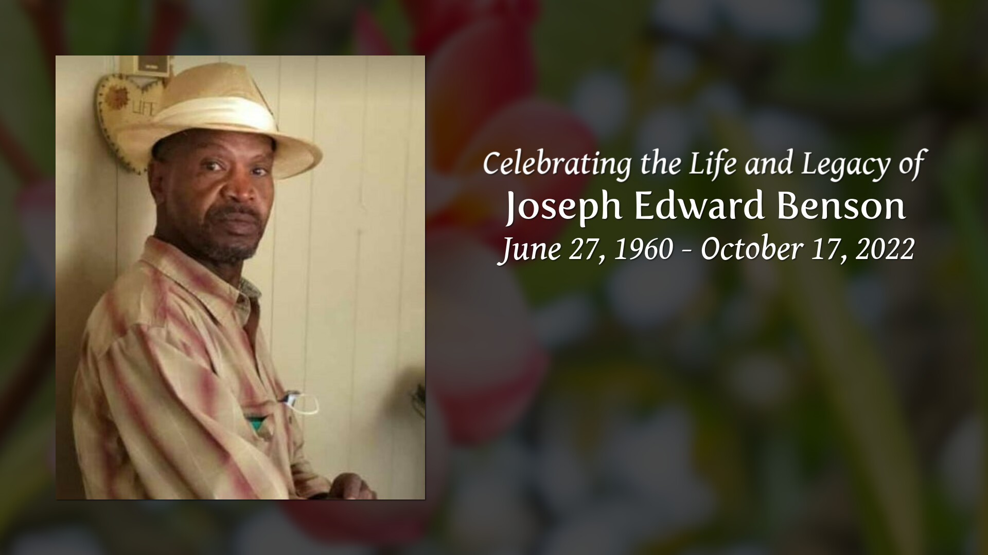 Joseph Edward Benson - Tribute Video
