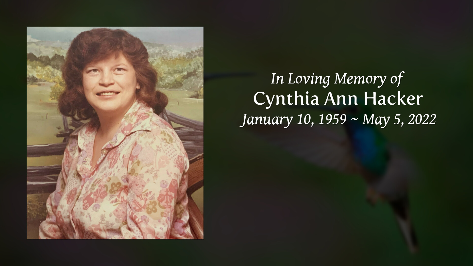 Cynthia Ann Hacker - Tribute Video