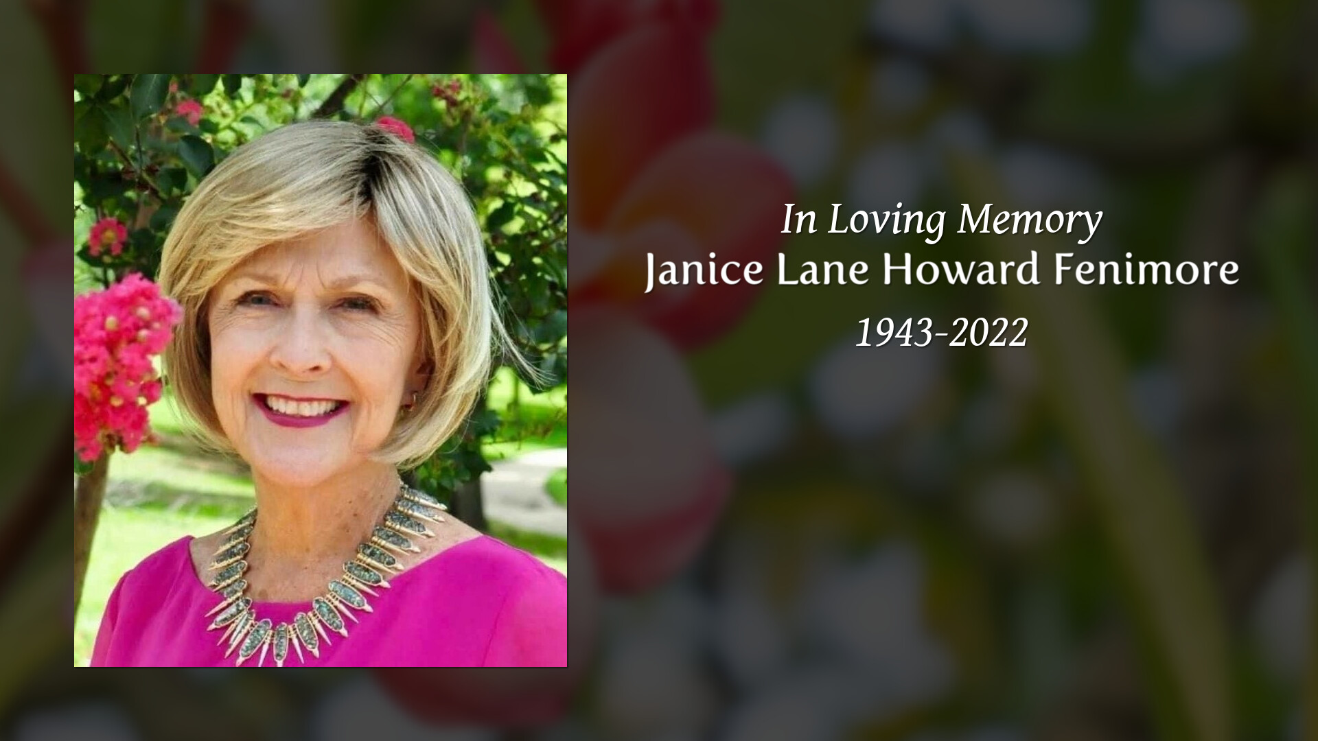 Janice Lane Howard Fenimore - Tribute Video