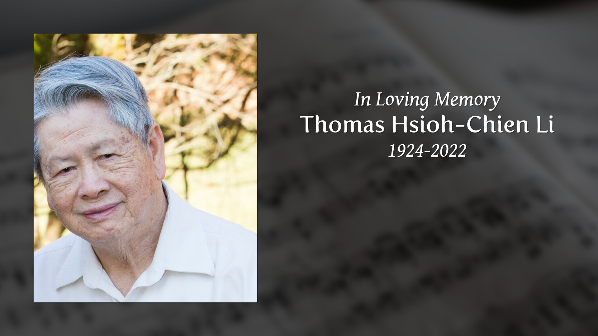 Thomas Hsioh-Chien Li - Tribute Video