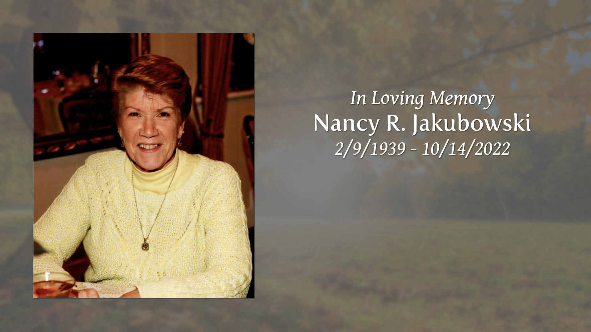 Nancy R. Jakubowski - Tribute Video