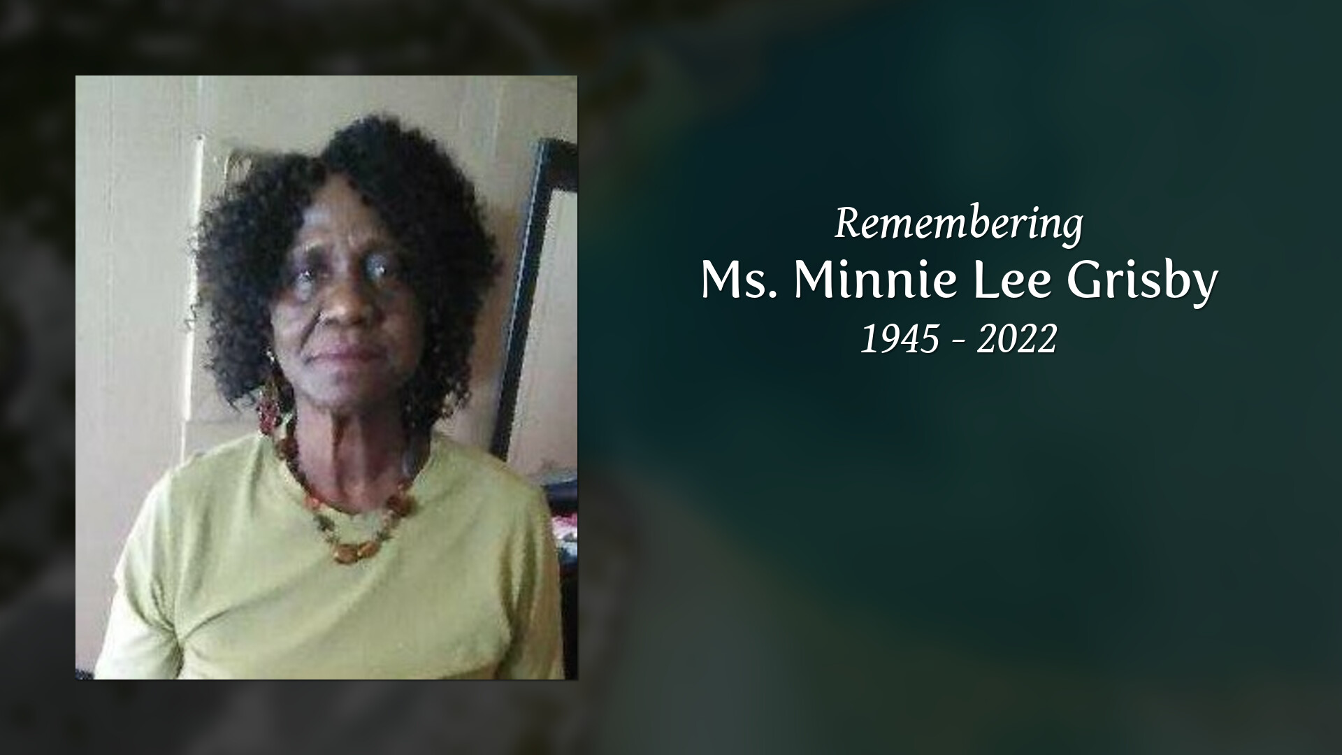 Ms. Minnie Lee Grisby - Tribute Video